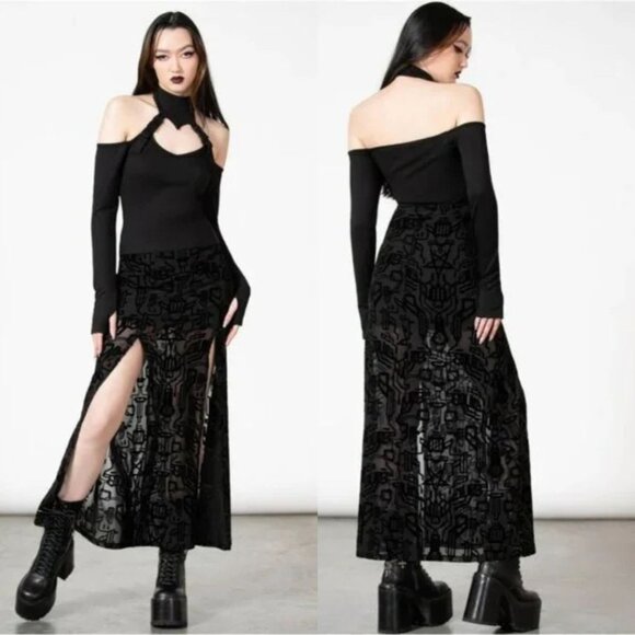 Killstar | Skirts | Killstar Charged Split Skirt Black Warez Burnout ...